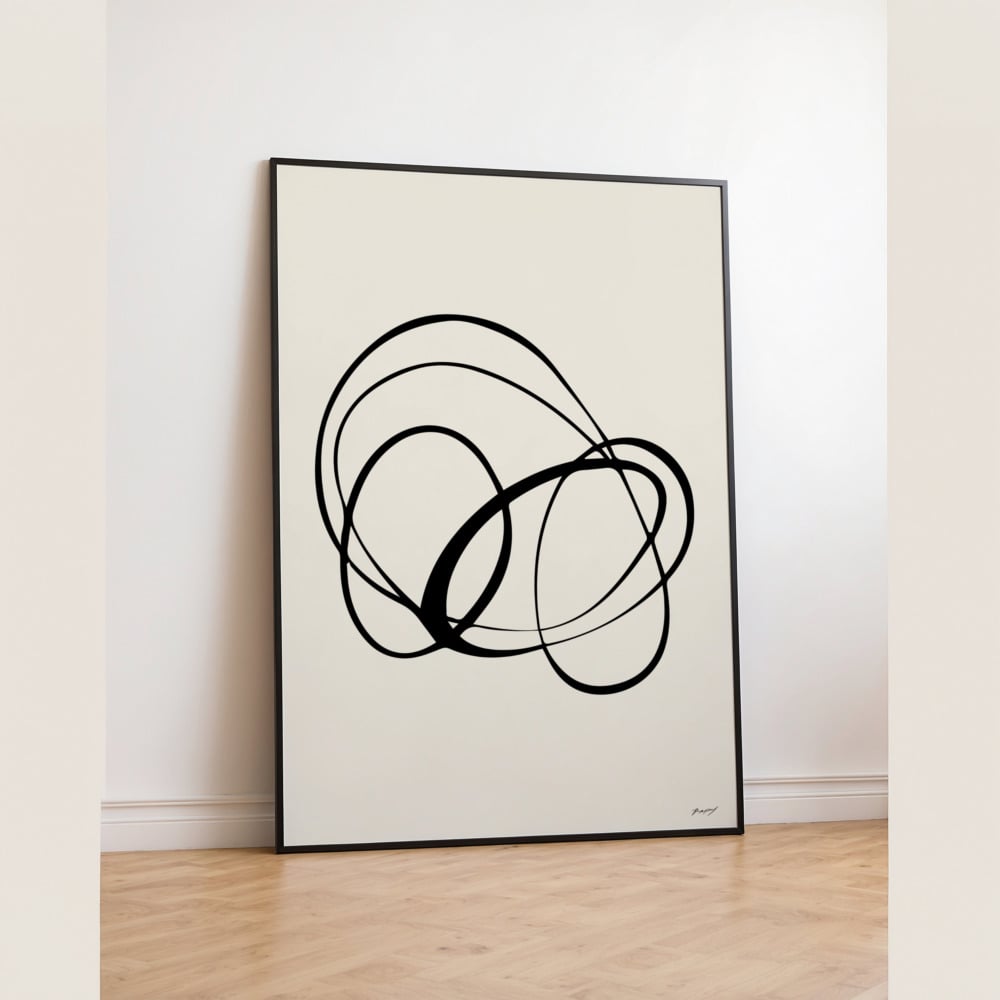 Minimalist Abstract Line Art | Modern Black & Cream Wall Decor
