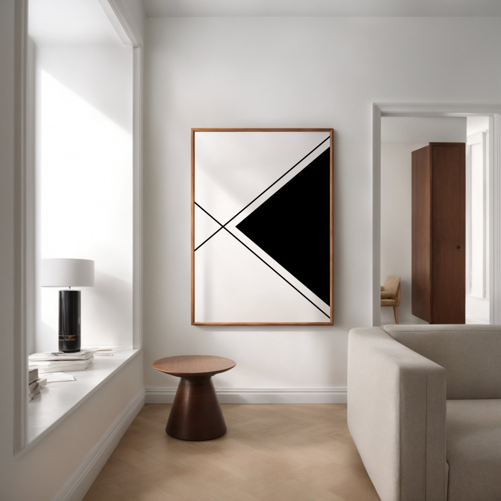 Black and White Geometric Print - Modern Diagonal Wall Art
